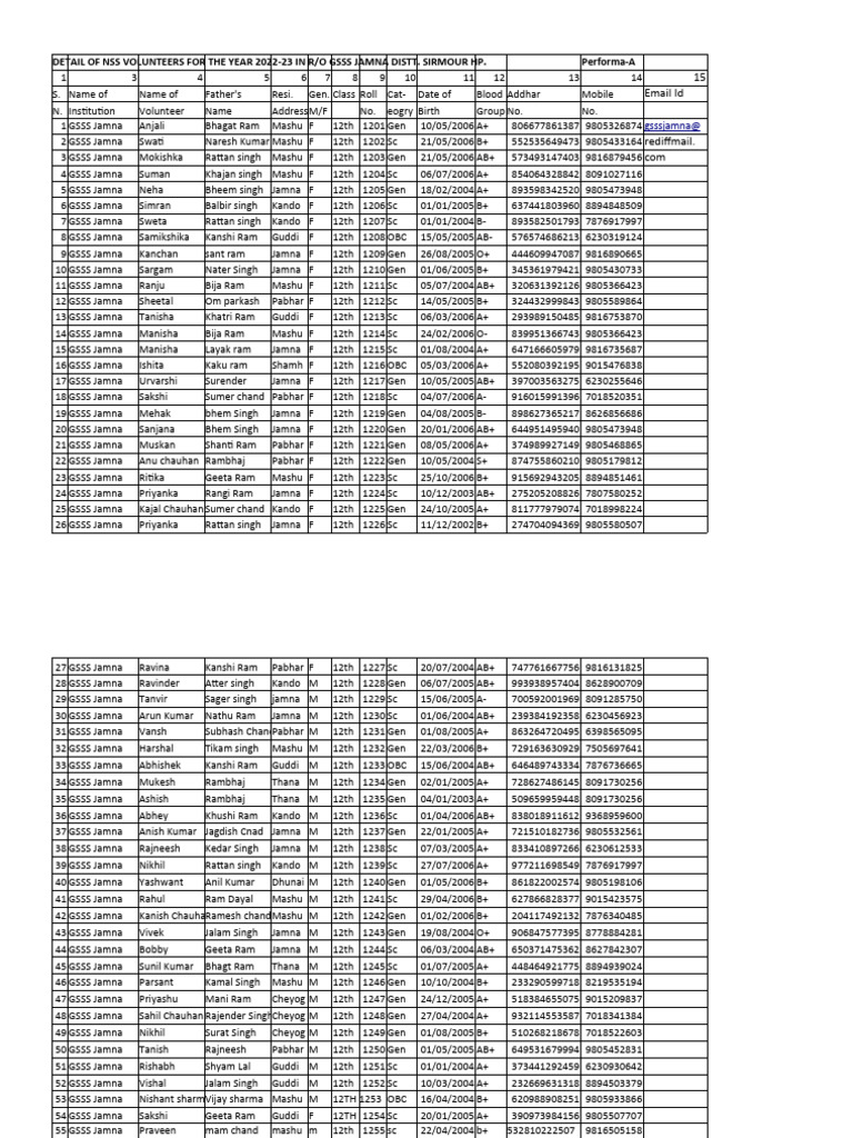 NSS Performa Excel | PDF