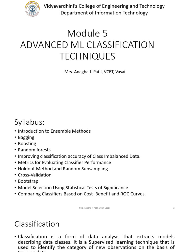 Module 5 Advanced Classification Techniques | PDF | Cross Validation ... Module 5 Advanced Classification Techniques | PDF | Cross Validation ...