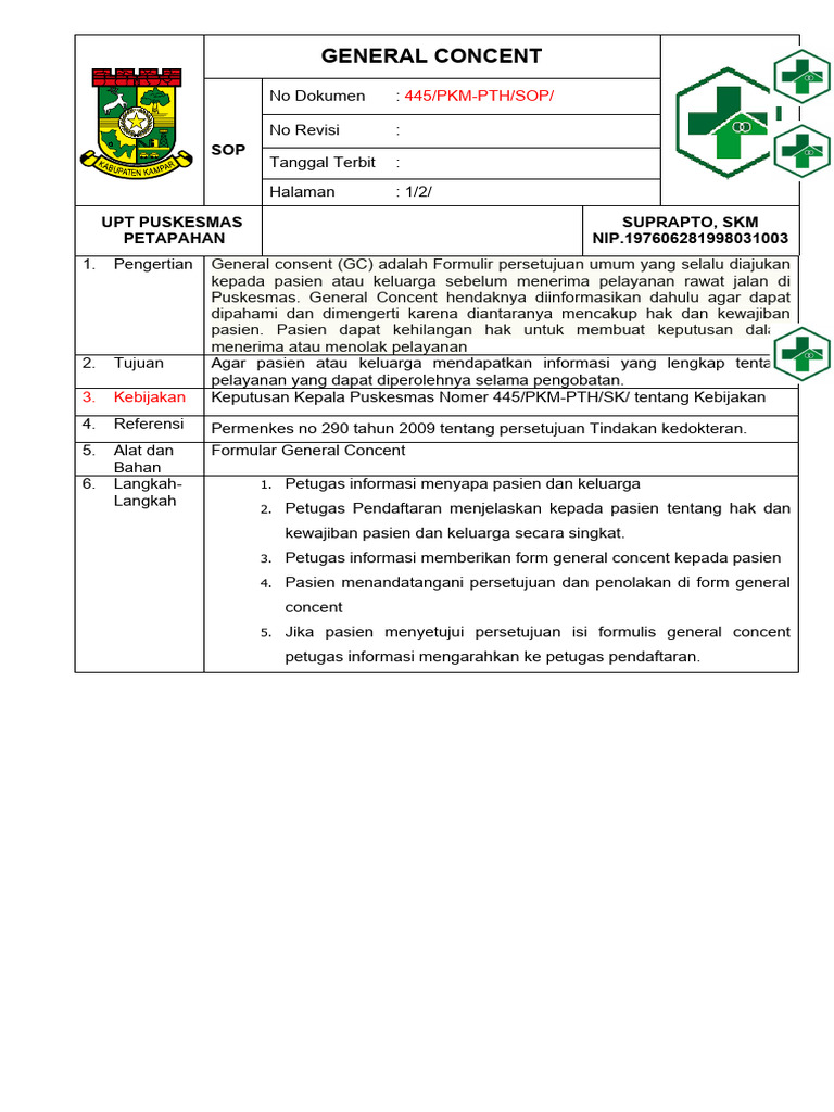 Sop General Concent | PDF