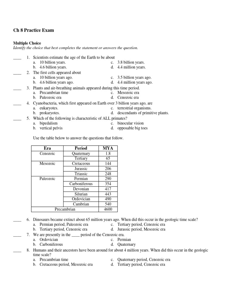 Geologic Time and Life Evolution Exam | PDF