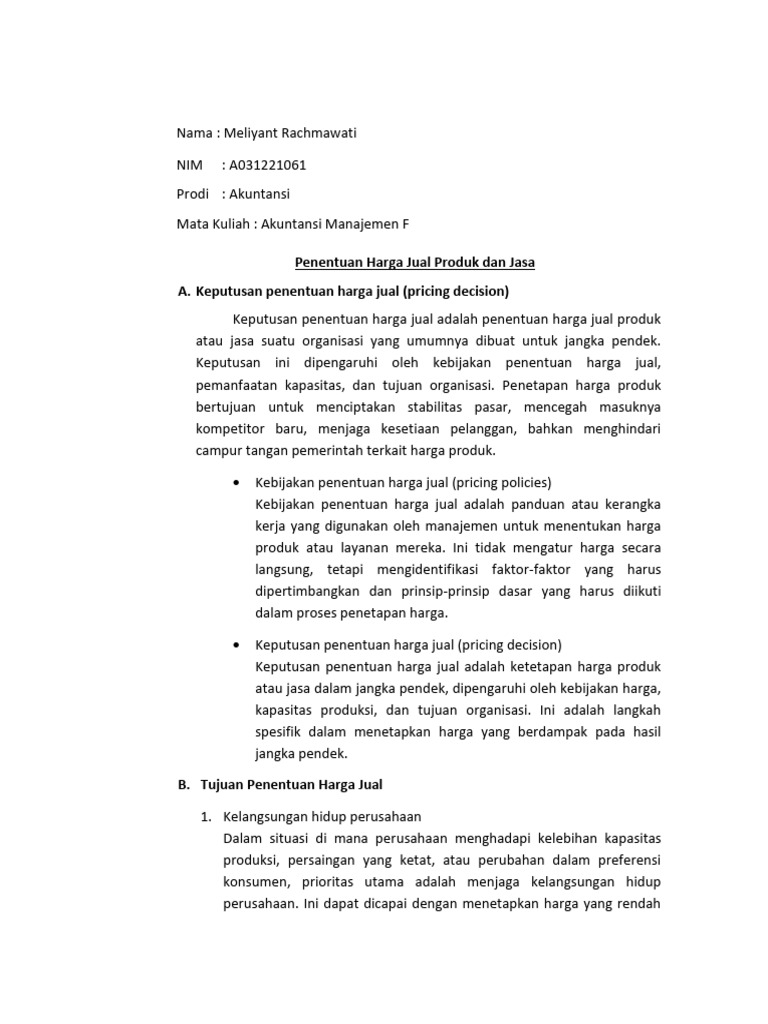 Akmen RMK 4 - Penentuan Harga Jual Produk Dan Jasa | PDF