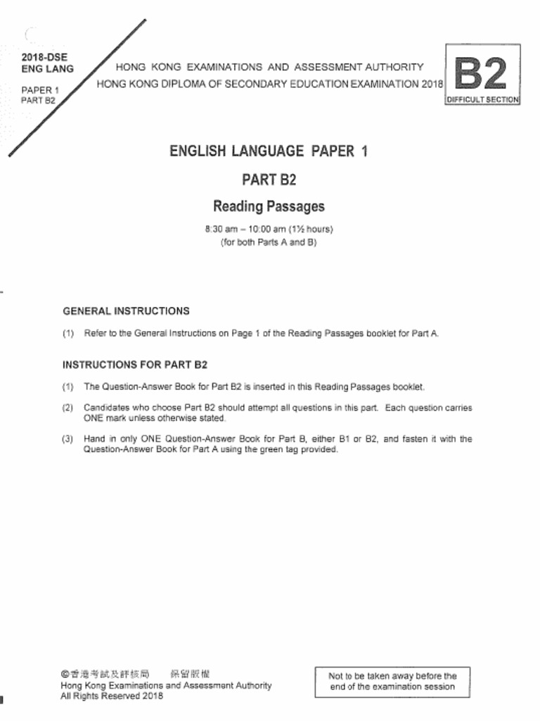 2018 Dse Reading B2 | PDF