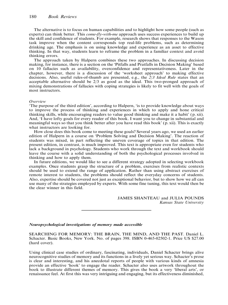 Searching For Memory - The Brain, The Mind, and The Past. Daniel L ...