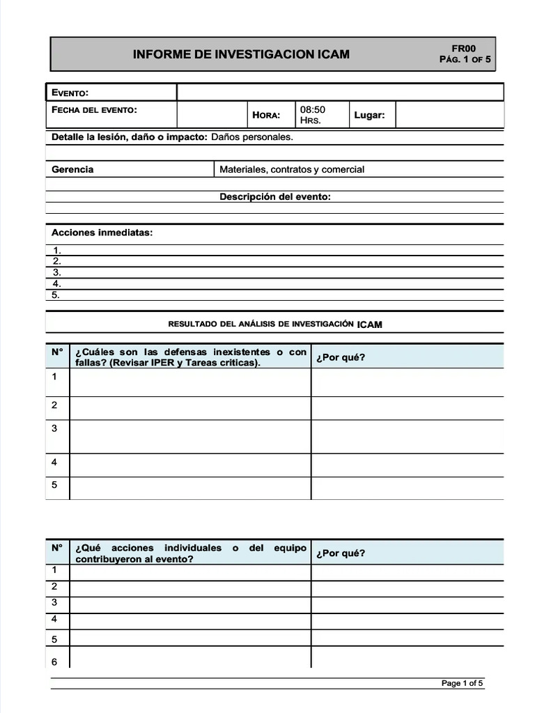 PDF Formato Informe Investigacion Icam - Compress | PDF