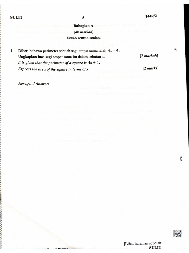 Soalan Sebenar Matematik SPM 2021 | PDF