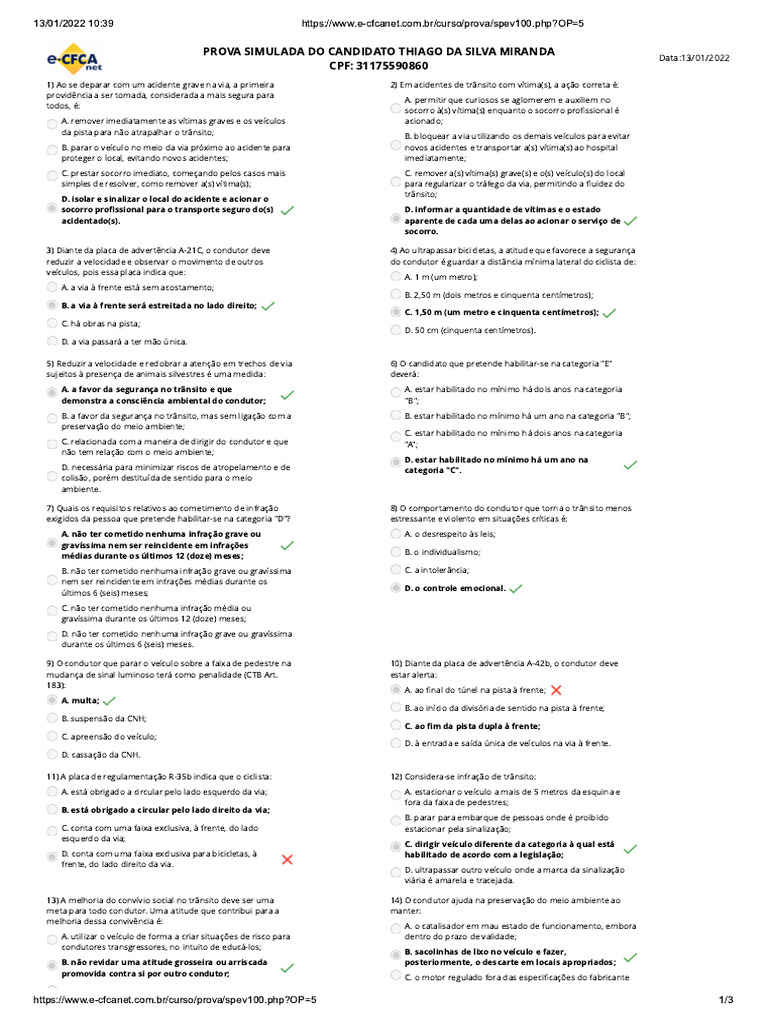 Simulado 1 - CFC - GABARITO | PDF