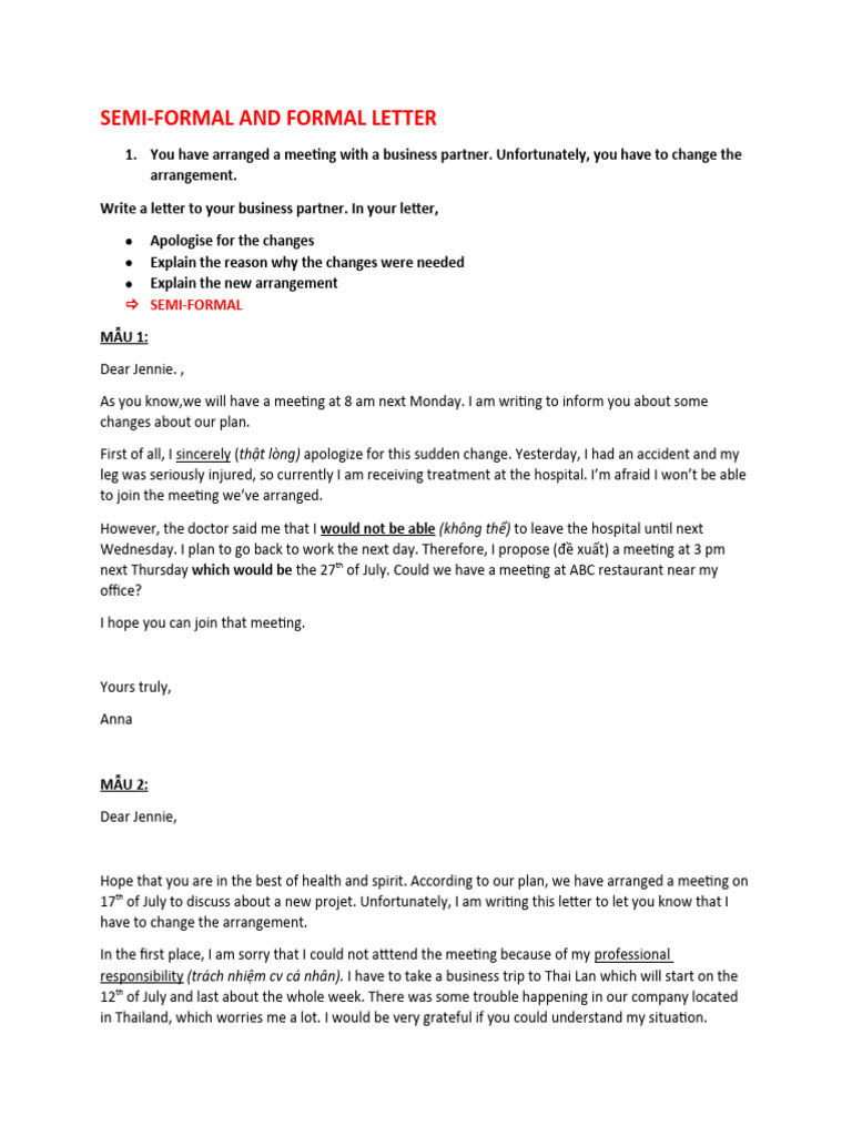 Writing Task1 - Semi-Formal and Formal Letter | PDF