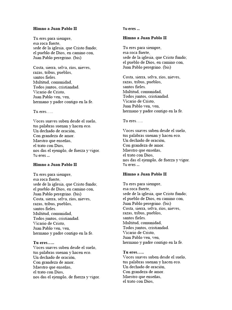 Himno A Juan Pablo II | PDF