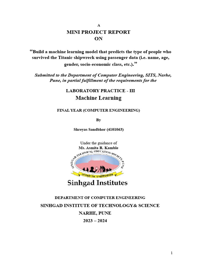 LP3 - ML Mini-Project Report Format Shreeyas | PDF | Prediction ...