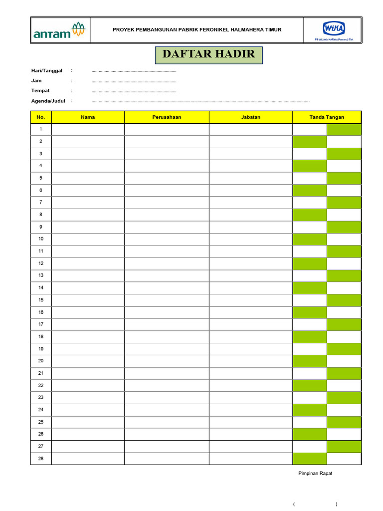Daftar Hadir Rapat (Eksternal) | PDF