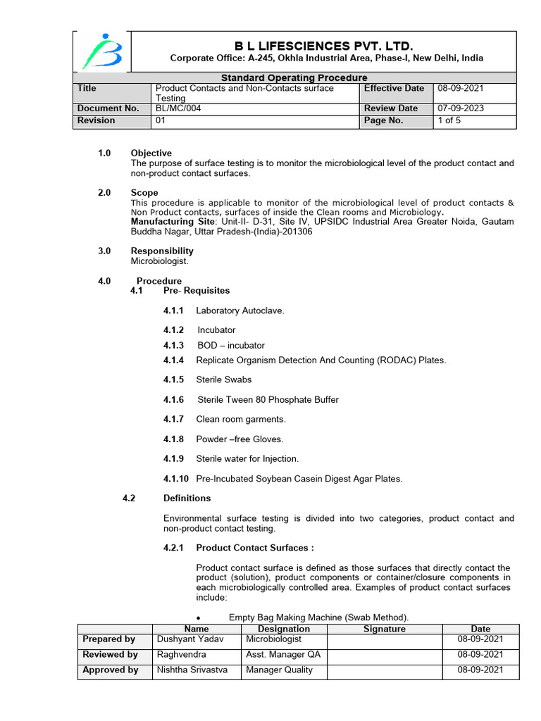 Surface Testing SOP 08.09.21 | PDF | Microbiology