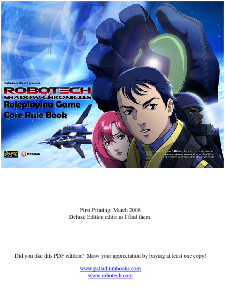Robotech the Shadow Chronicles Role Playing Game 9781574571332 1574571338 | PDF