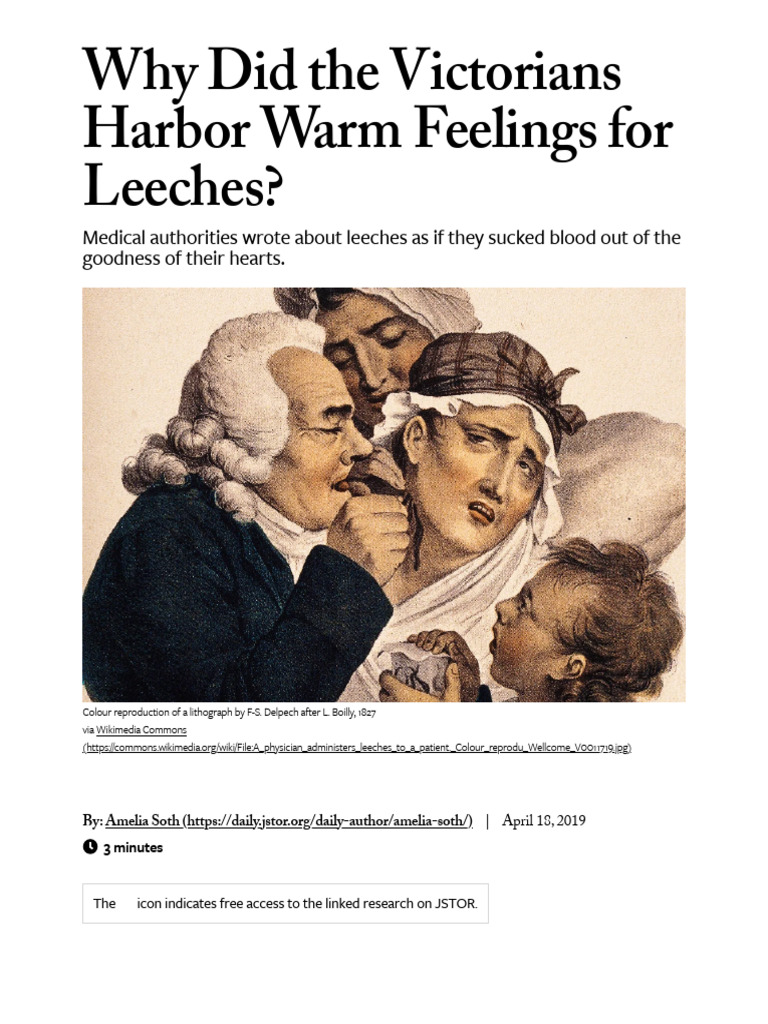 Why Did The Victorians Harbor Warm Feelings For Leeches - JSTOR Daily ...