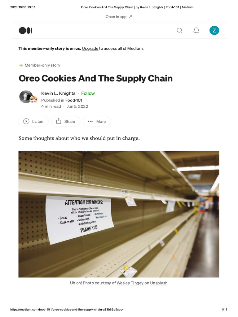 Oreo Cookies and The Supply Chain - by Kevin L | PDF