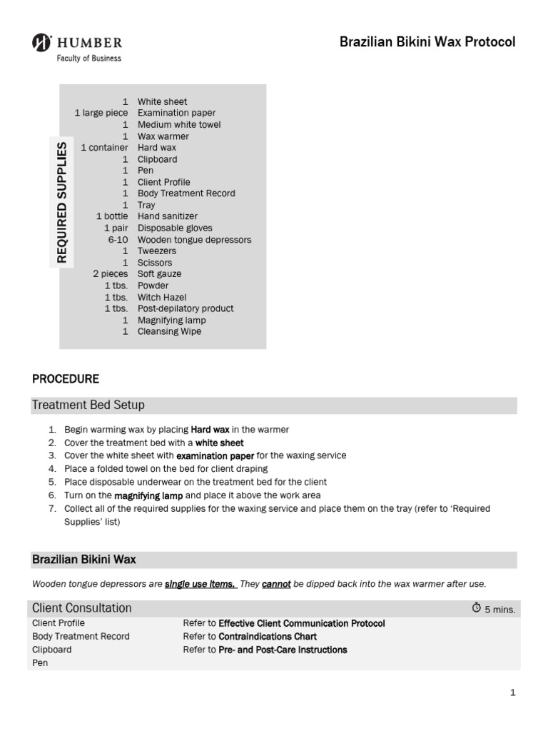 Brazilian Bikini Waxing Procedure Guide | PDF | Hair