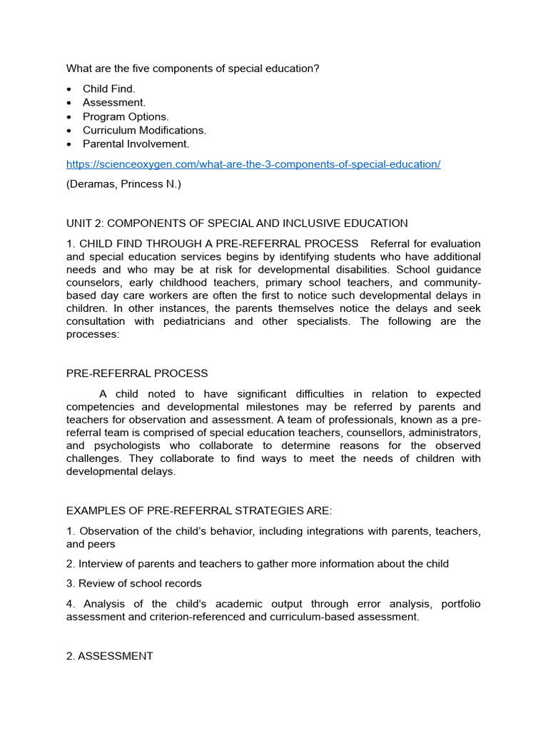 Key Components of Special Education | PDF | Special Education ...