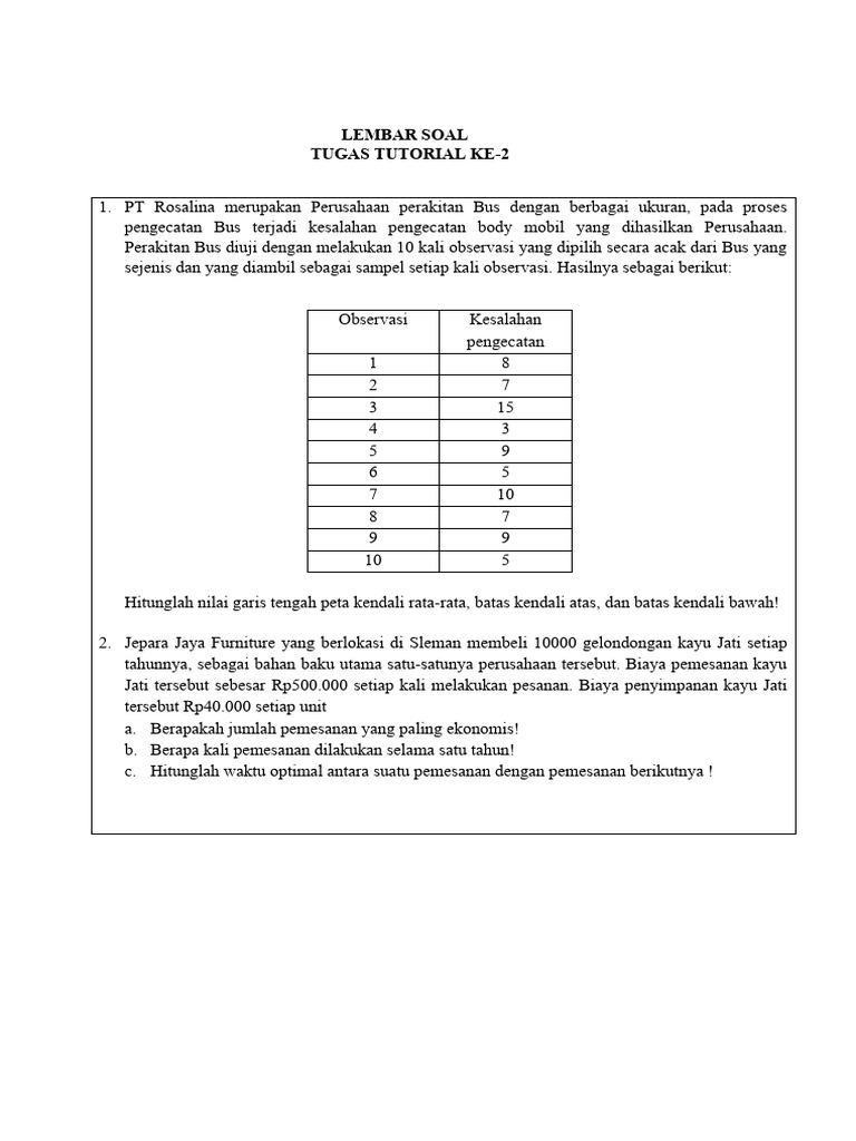 Soal Analisis Pengecatan & EOQ | PDF