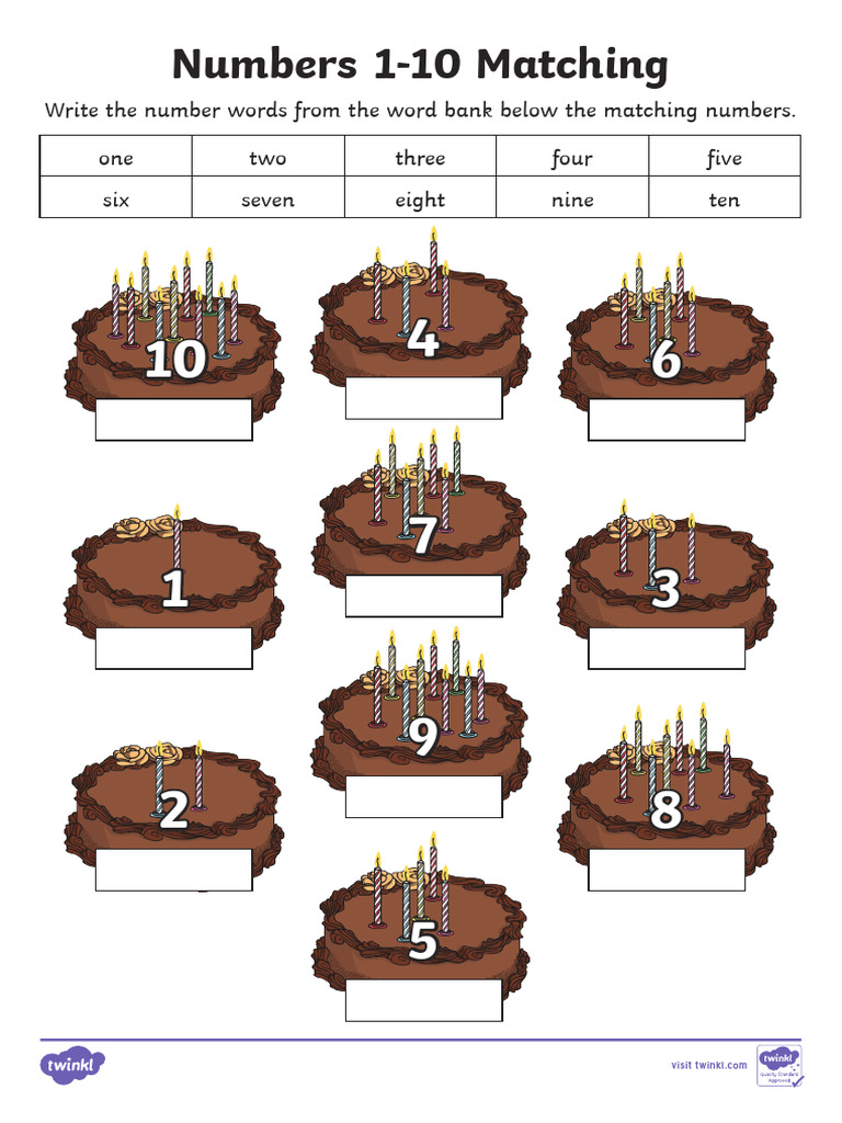 T N 7480 Numbers 0 To 10 Matching Words and Digits Activity Sheets ...