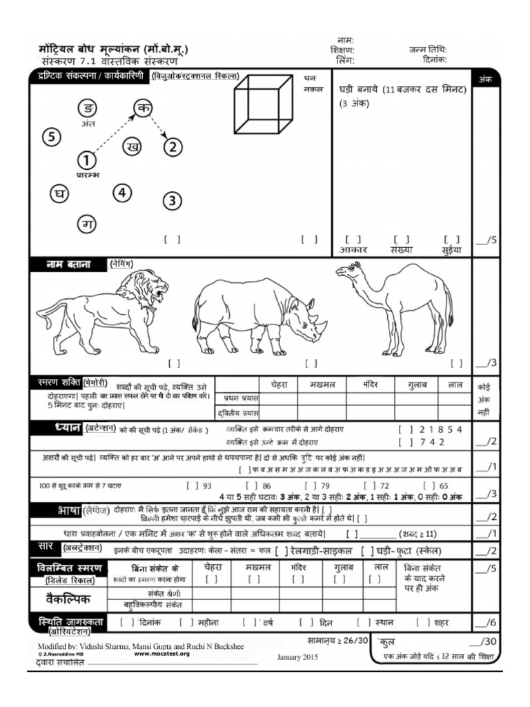 MoCA Test Hindi | PDF