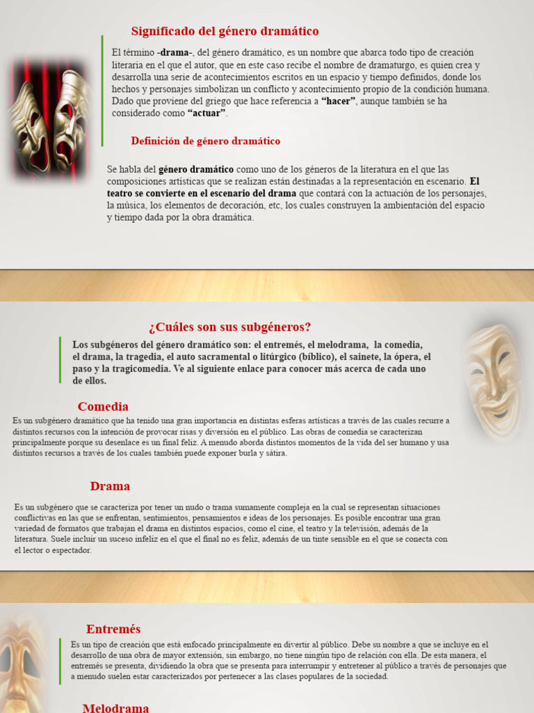 Subgéneros del Género Dramático | PDF | Teatro | Comedia