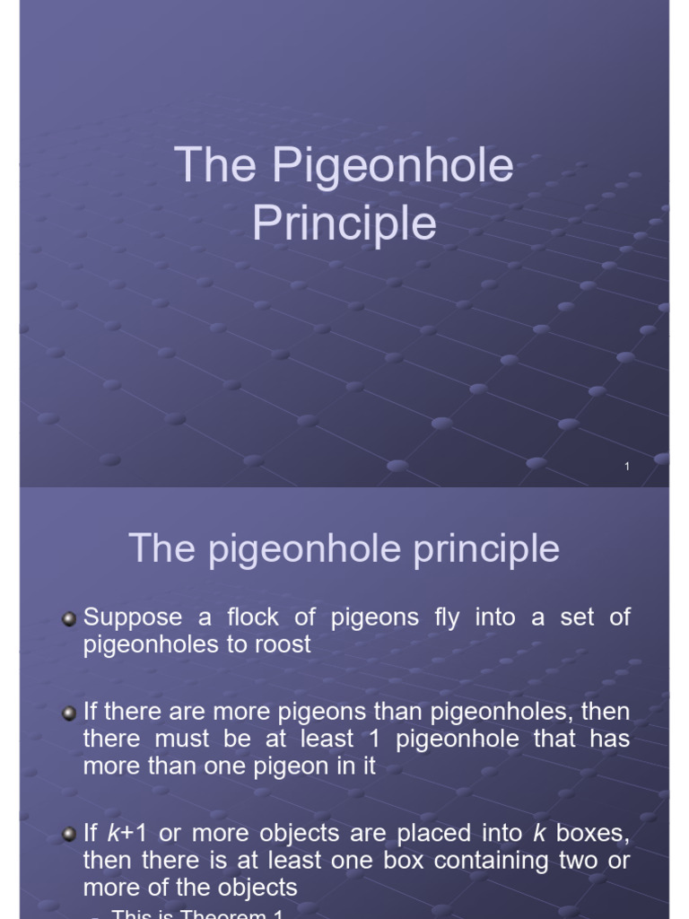 Pigeonhole Principle | PDF | Combinatorics | Mathematical Objects