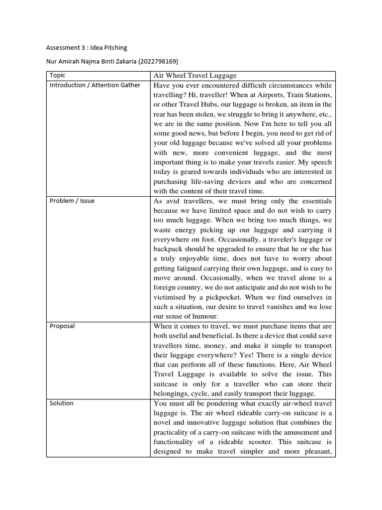 Idea Pitching ELC590 | PDF | Baggage | Transport