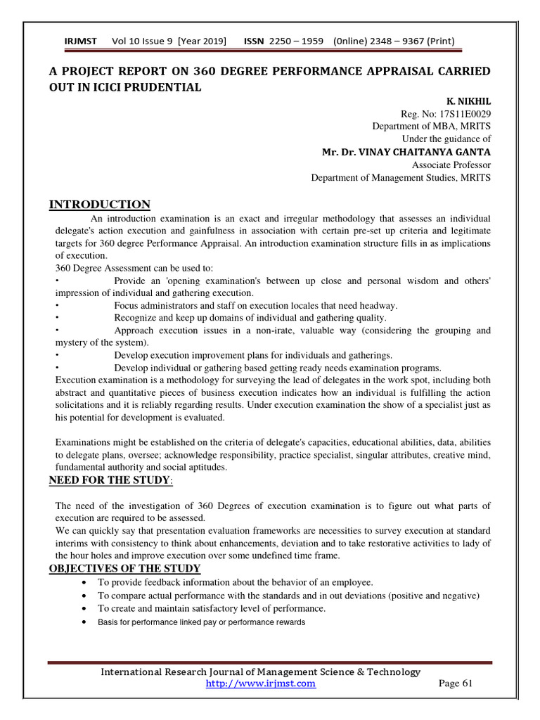 360 Degree Performance Appraisal Study | PDF | Performance Appraisal ...