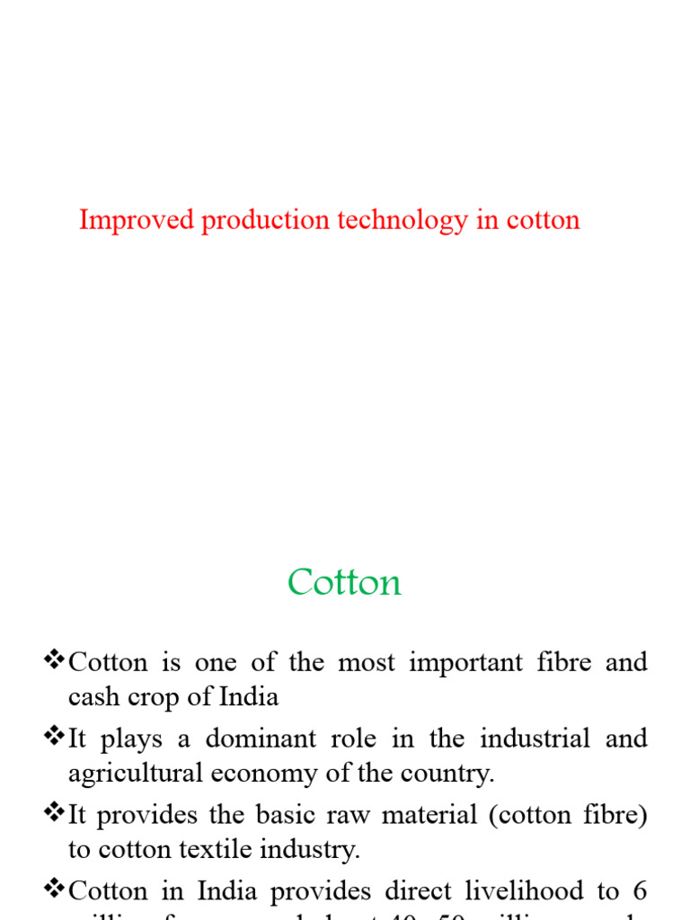 27 Improved Production Technology in Cotton | PDF | Cotton | Mulch