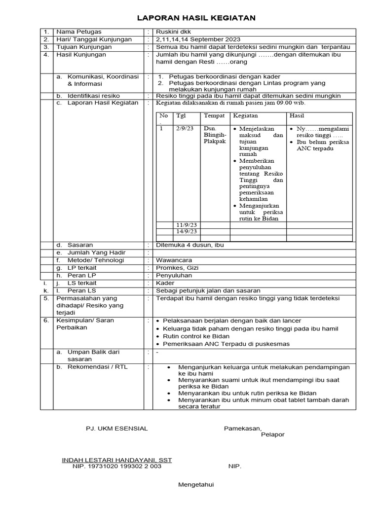 LHK Perorangan Kegiatan | PDF