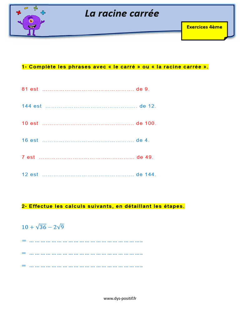 Exercices-Racine-carrée | PDF
