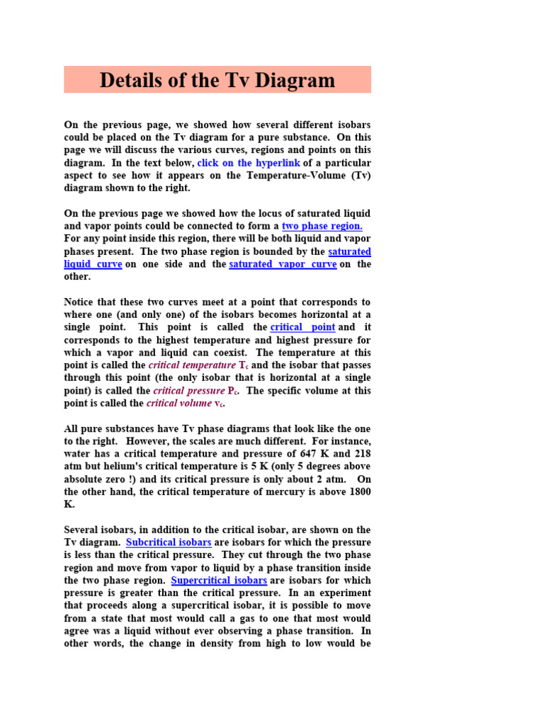 Details of the Tv Diagram | PDF | Phase Diagram | Phase (Matter)
