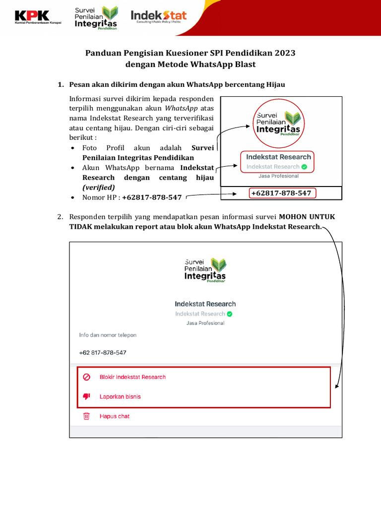 Panduan Pengisian Kuesioner Metode WA Blast | PDF