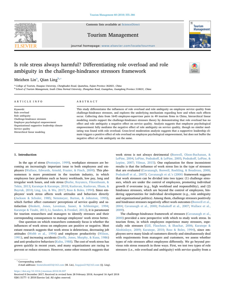 1ff. Role Overload | PDF | Social Support | Stress (Biology)
