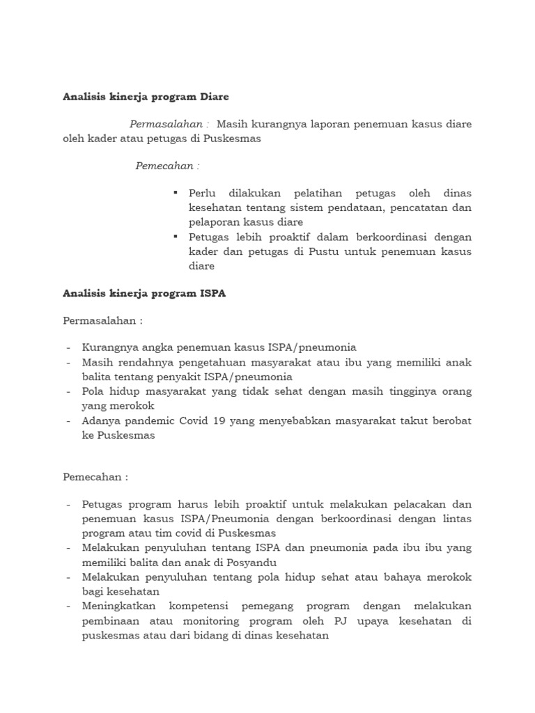 Analisis Kinerja Program Diare Dan ISPA | PDF