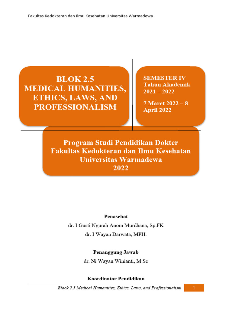 Jadwal Blok 2.5 MEDHELP 2022 | PDF