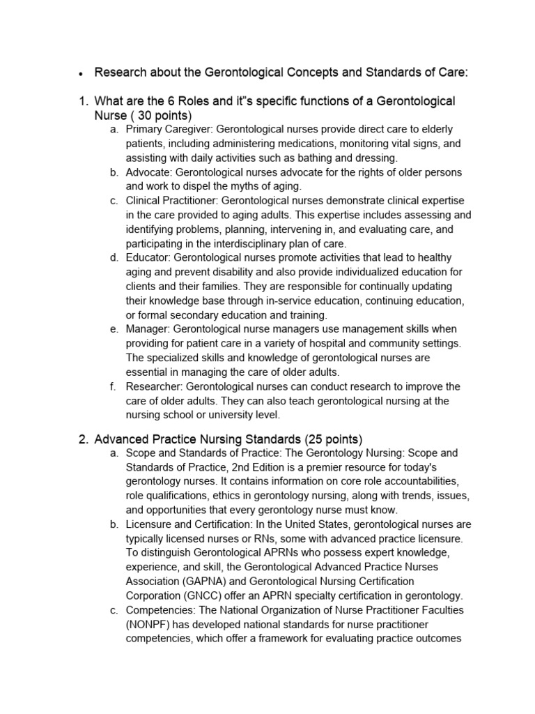 Research About The Gerontological Concepts and Standards of Care | PDF ...