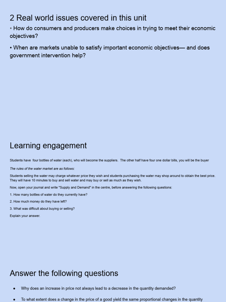 Year 12 presentation - Unit 2 - Microeconomics | PDF | Taxes | Demand