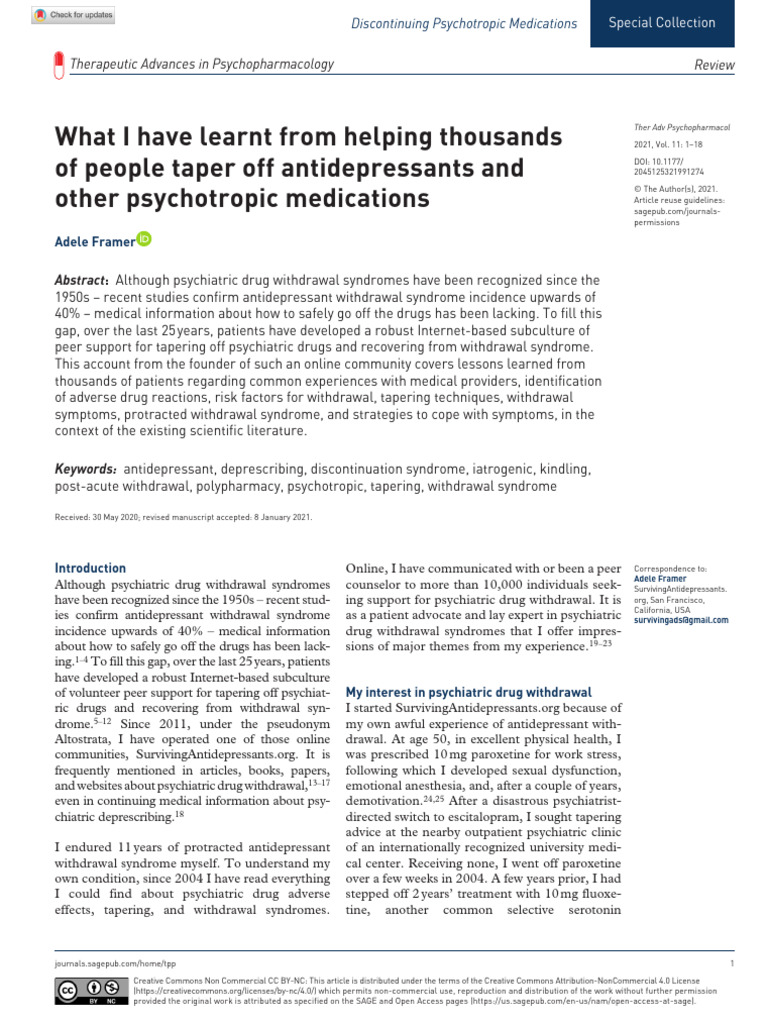 SSRI Withdrawal | PDF | Drug Withdrawal | Chemistry