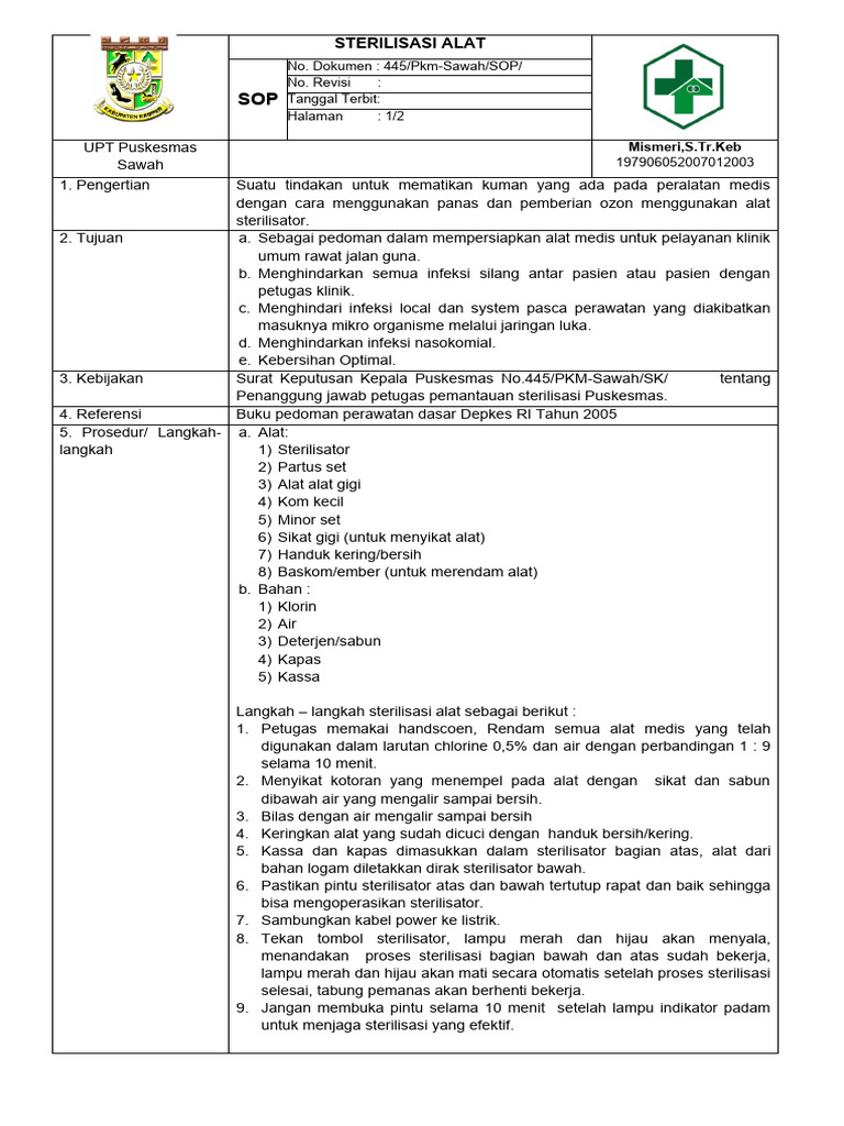 Sop Sterilisasi Alat | PDF | Griya & Taman | Sains & Matematika