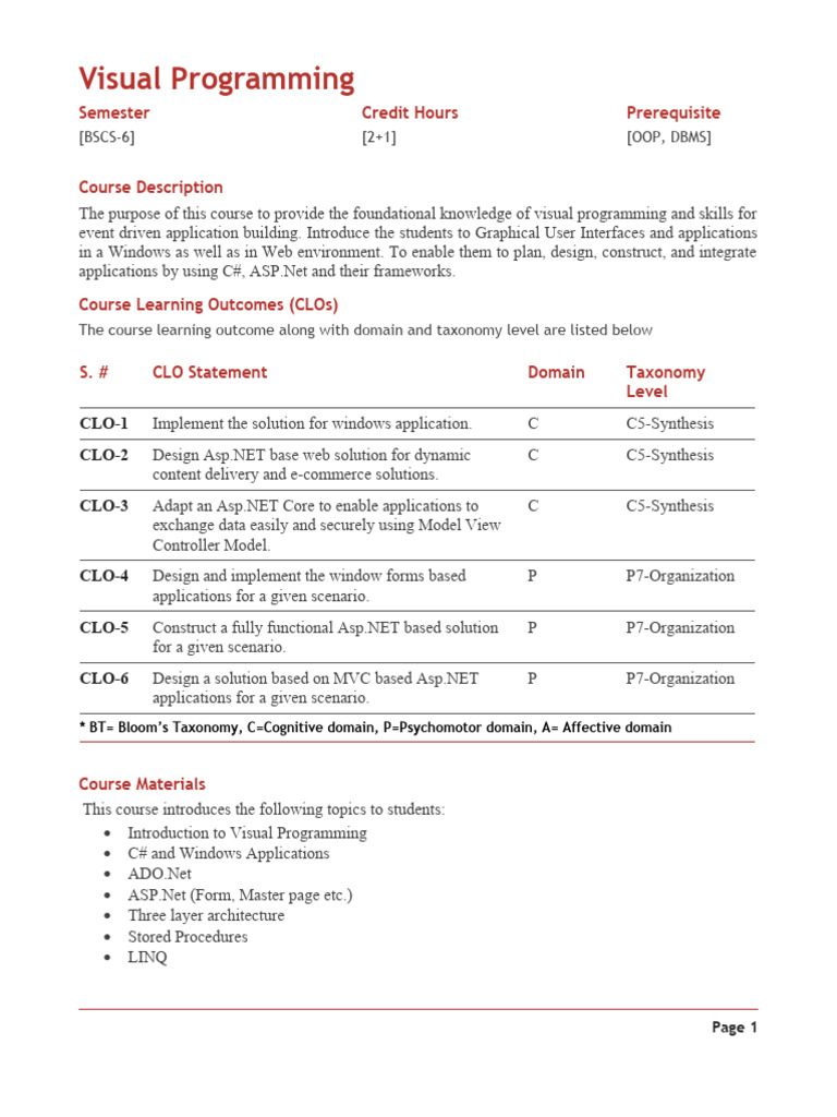 New Outline Visual Programming - Common 2023 V3 - CS | PDF | Databases | Entity Framework