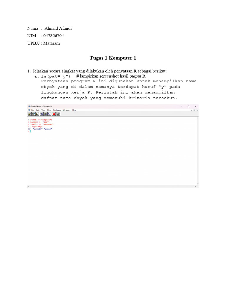 Tugas 1 Komputer 1 - Ahmad Afandi | PDF