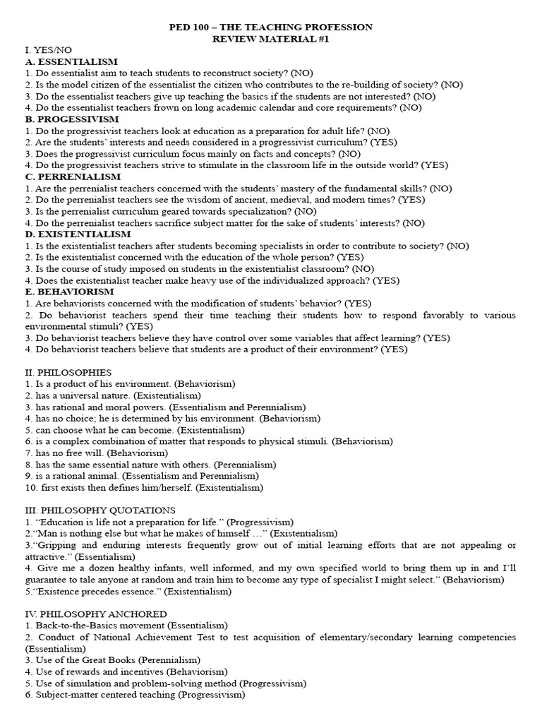 Ped 100 Blept | PDF | Teachers | Behaviorism