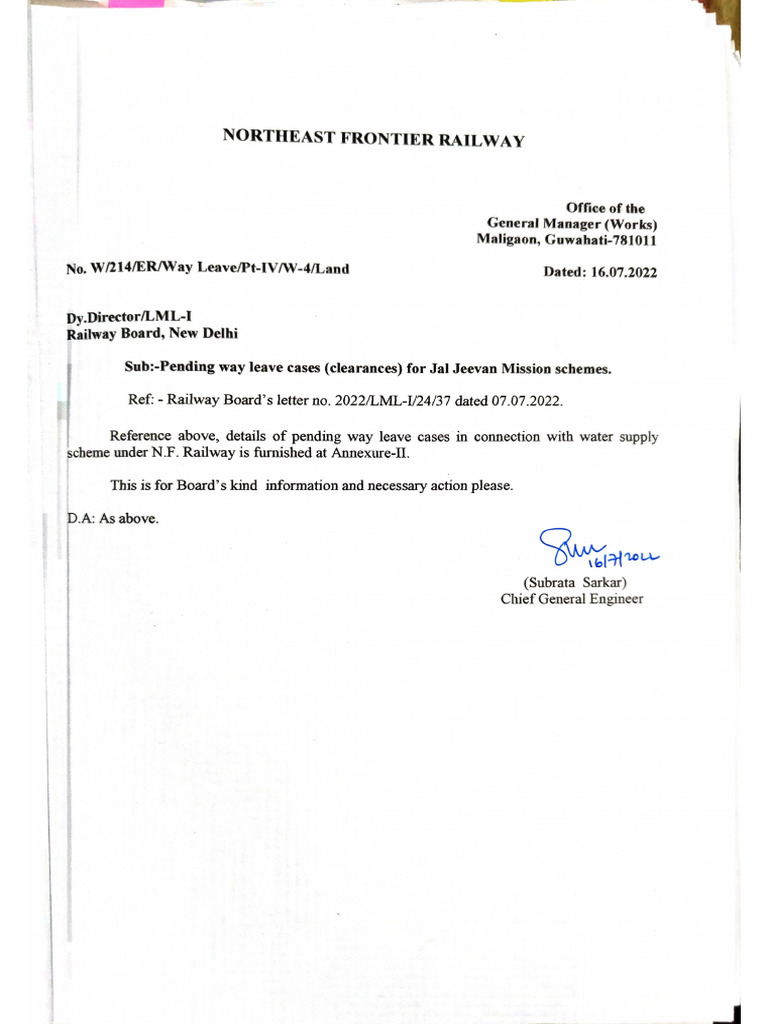 Permission of Railway Land For Way Leave Facilities | PDF