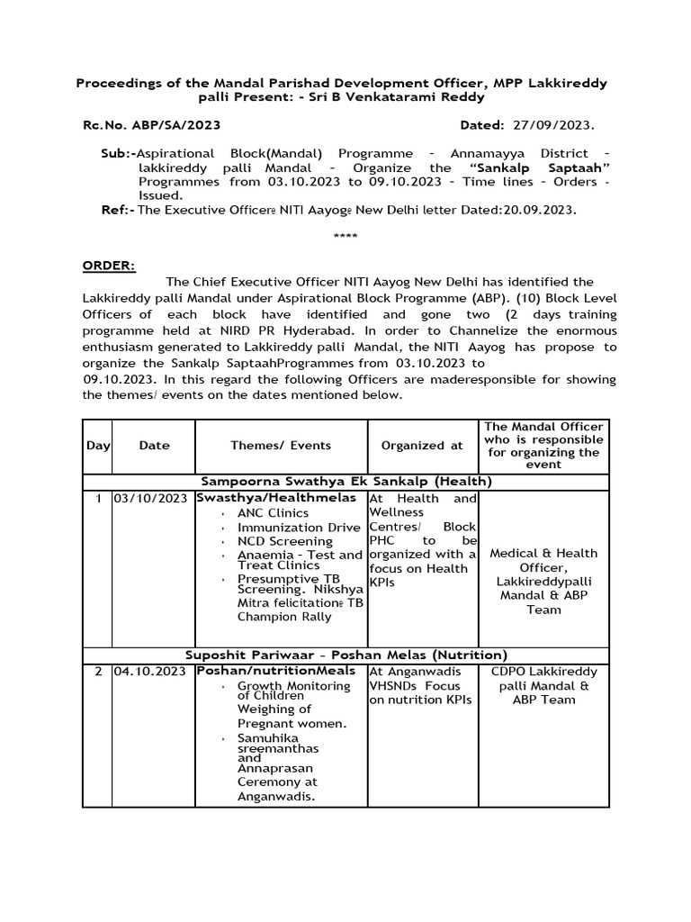 ABP - MPDO Lakkireddy Palli Mandal Approved Letter | PDF | Business