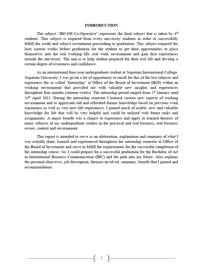 Full Internship Report | PDF | Thailand | Internship