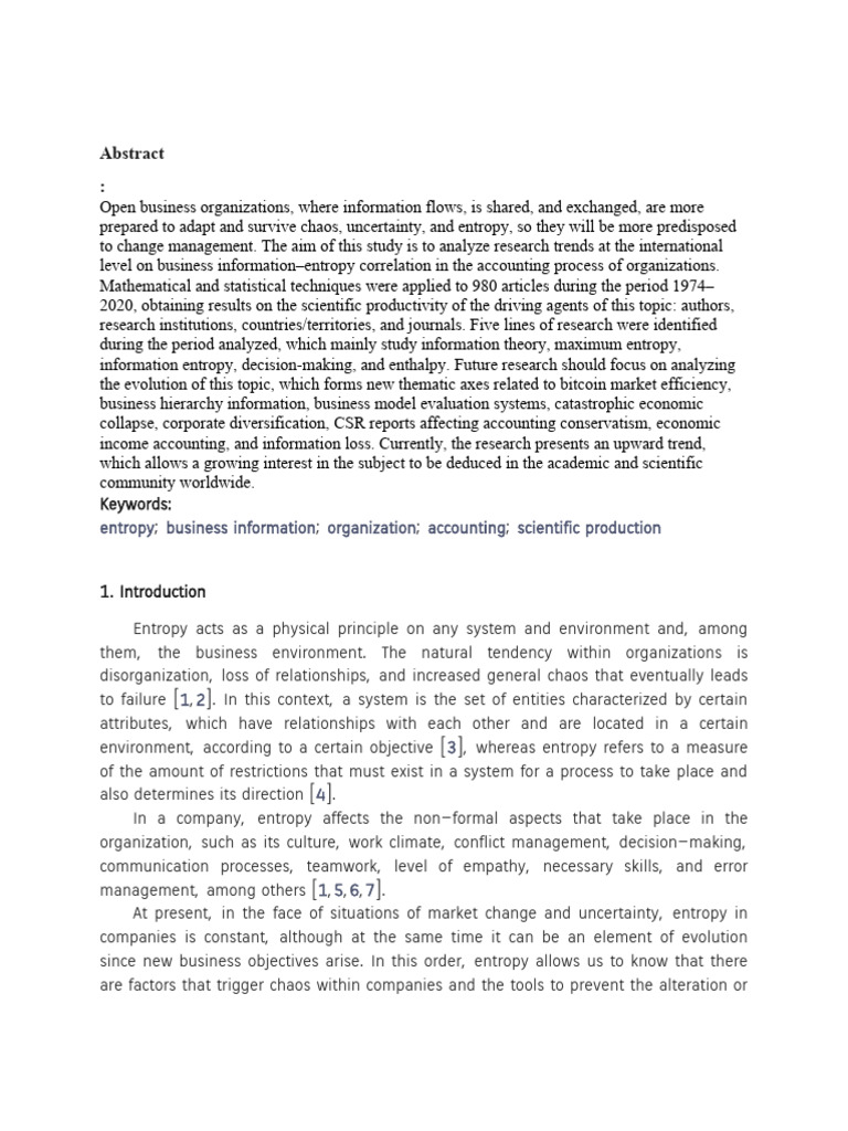 Entropy in Business Accounting | PDF