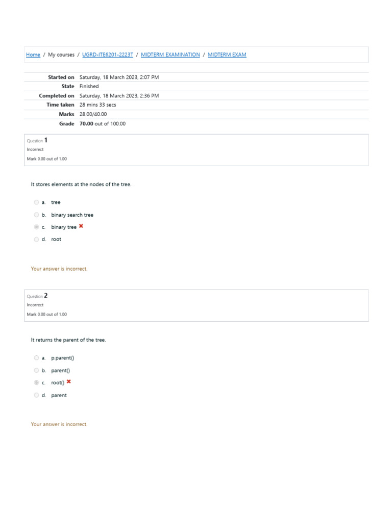 Midterm Exam Results | PDF