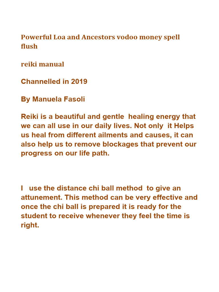 Powerful Loa and Ancestors Vodoo Money Spell Flush Manual | PDF