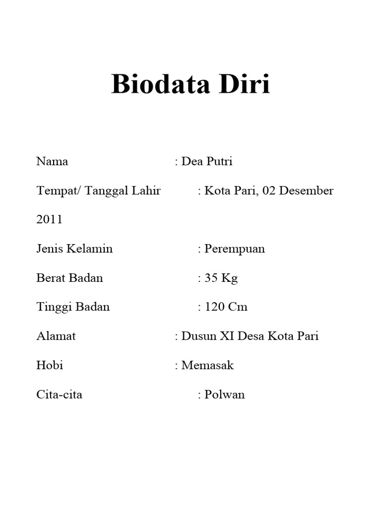 Biodata Diri | PDF