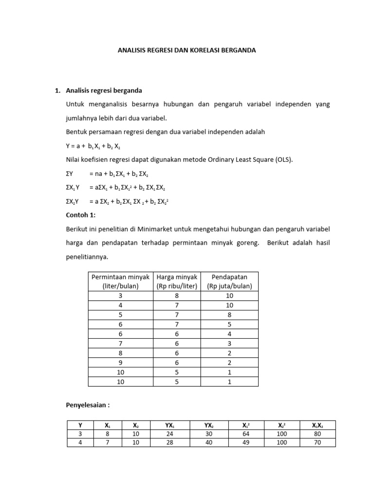 Analisis Regresi Dan Korelasi Berganda | PDF